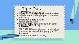 Tipe Data dalam struktur data semester 2 | PPT