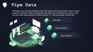 TIPE DATA, IDENTIFIER, VARIABEL, DAN KOMETAR C++ IRSYANDI SYAM.pptx