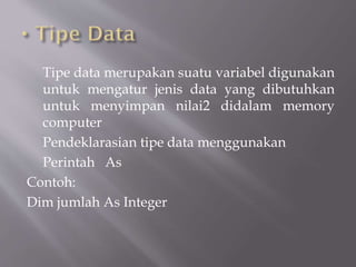 ppt Tipe data,variabel, operator | PPTX
