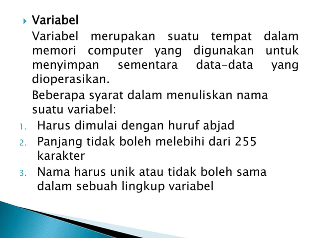 ppt Tipe data,variabel, operator | PPTX