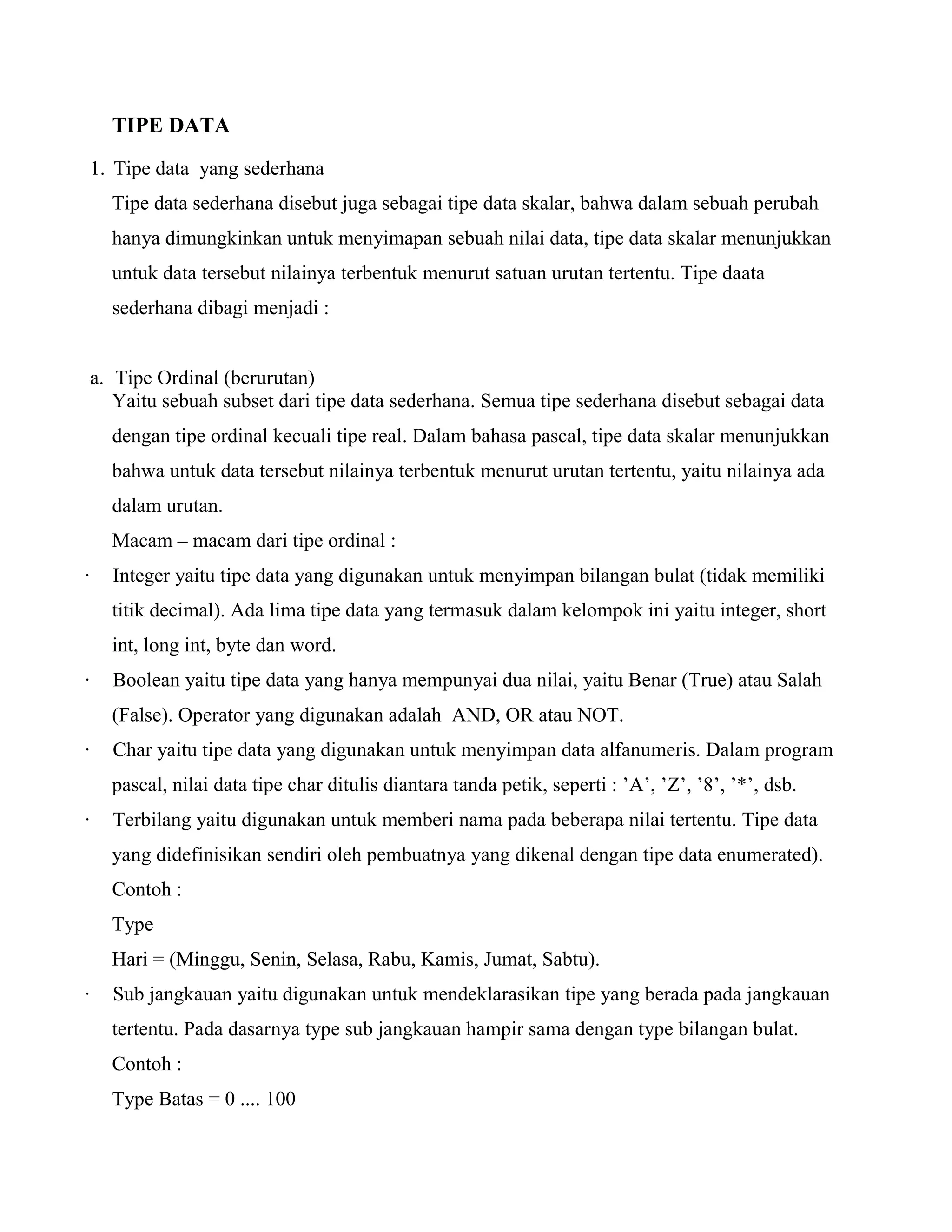 Tipe data,var,konstanta | PDF