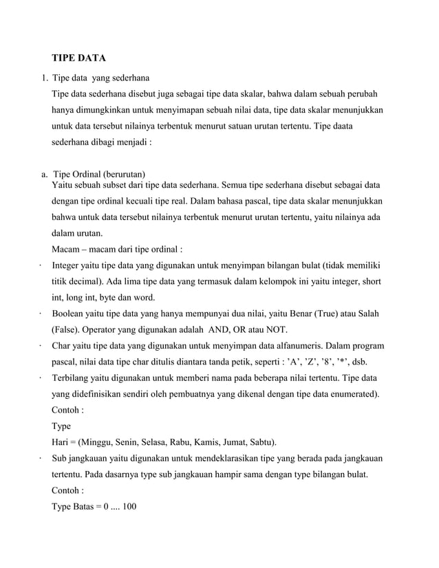 Tipe data,var,konstanta | PDF