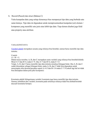Tipe data,var,konstanta | PDF