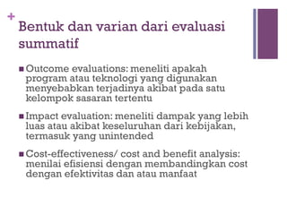 Tipe evaluasi program dan kebijakan konsep | PDF