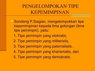 Tipe Tipe Kepemimpinan Organisasi Publik/Privat | PPT