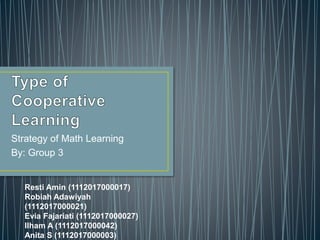 Tipe kooperatif learning (Strategi Pembembelajaran) | PPTX