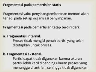 Tipe manajemen memori pada sistem operasi | PPTX