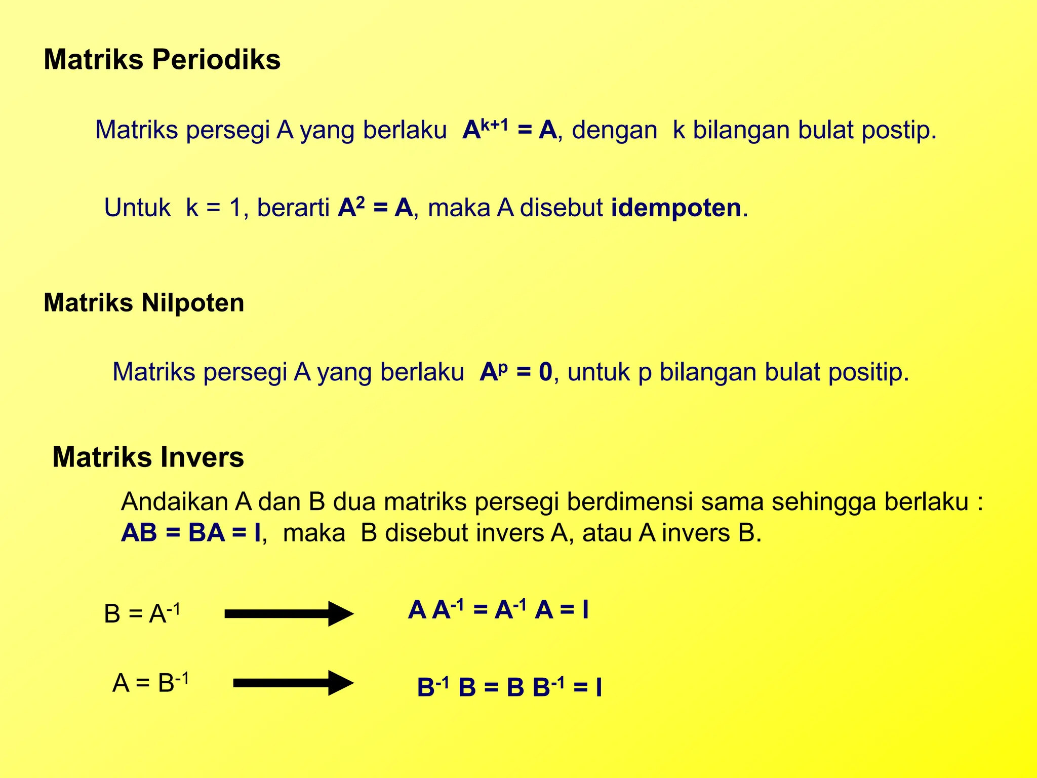Matriks, jenis matriks dan solusi penyelesaian dari matriks | PPT