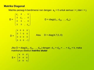 Matriks, jenis matriks dan solusi penyelesaian dari matriks | PPT