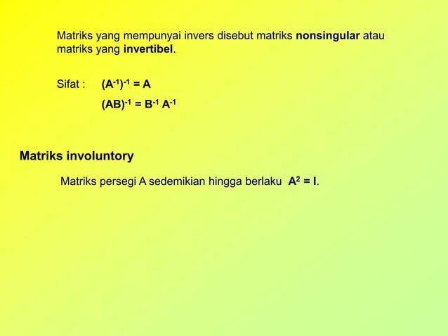 Matriks, jenis matriks dan solusi penyelesaian dari matriks | PPT