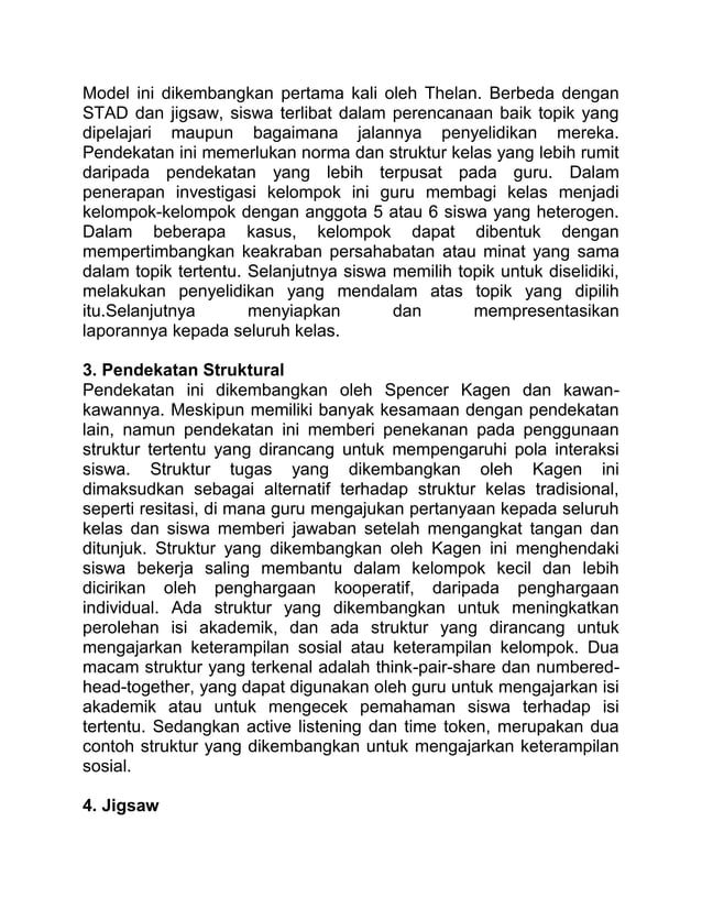 Tipe pembelajaran kooperatif | PDF