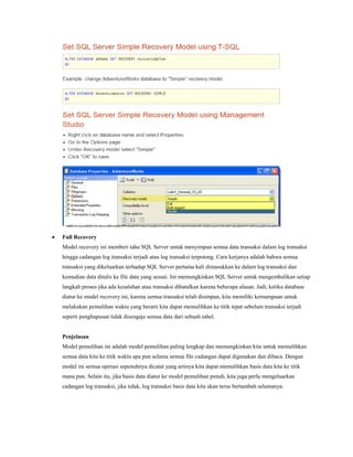 Tipe rcovery database | PDF