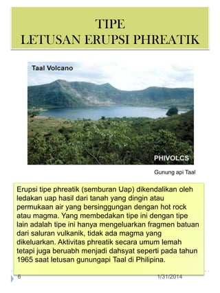 Tipe – tipe letusan gunung berapi & peta | PPTX