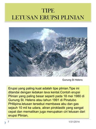 Tipe – tipe letusan gunung berapi & peta | PPTX
