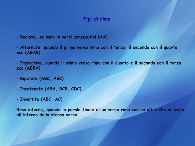 Tipi Di Rime | PPT | Poetry | Books and Literature