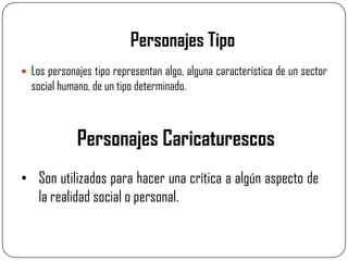 Tipologías sobre los personajes | PPTX