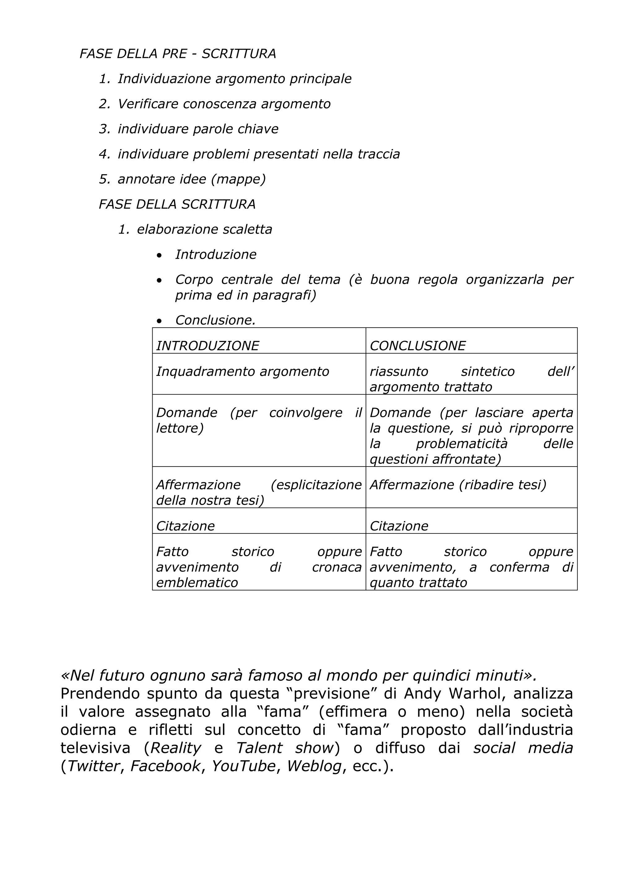 TEMA DI ORDINE GENERALE STRUTTURA | PDF