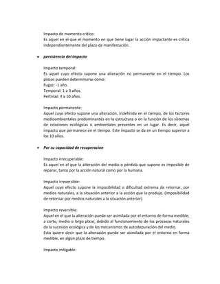 Tipologias de impactos ambientales | DOCX