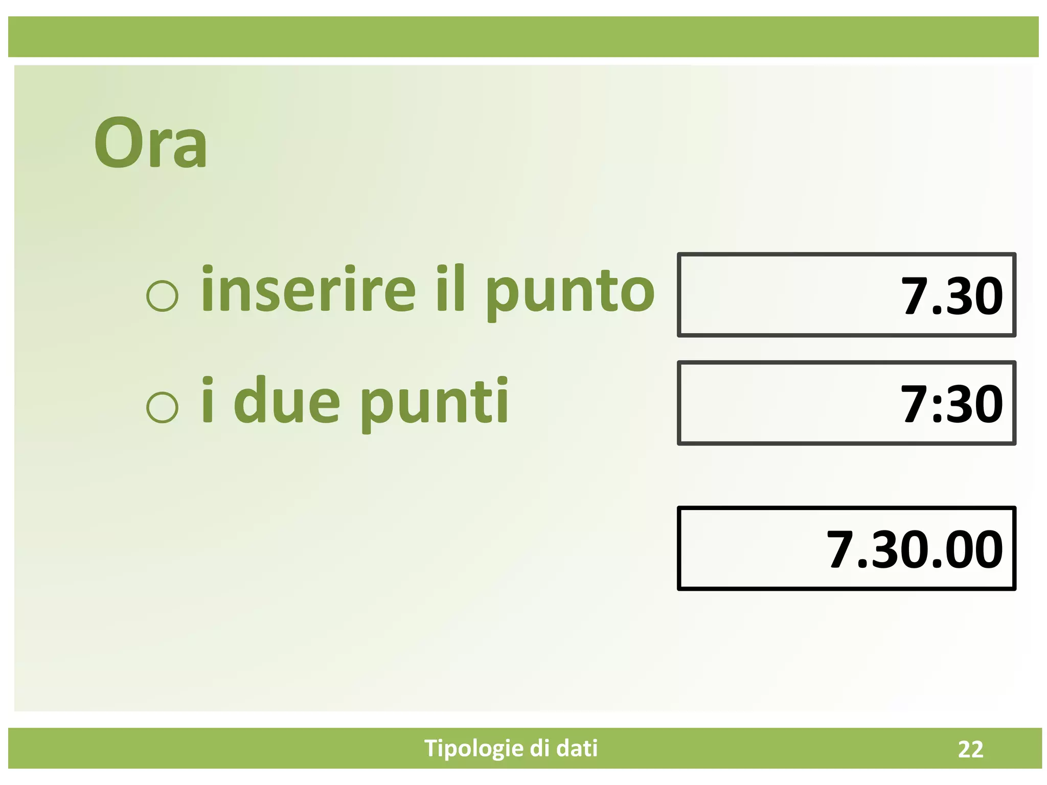 Tipologie di dati | PPTX | Databases | Computer Software and Applications