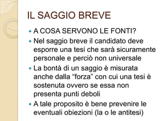 Tipologie i prova saggio breve | PPTX