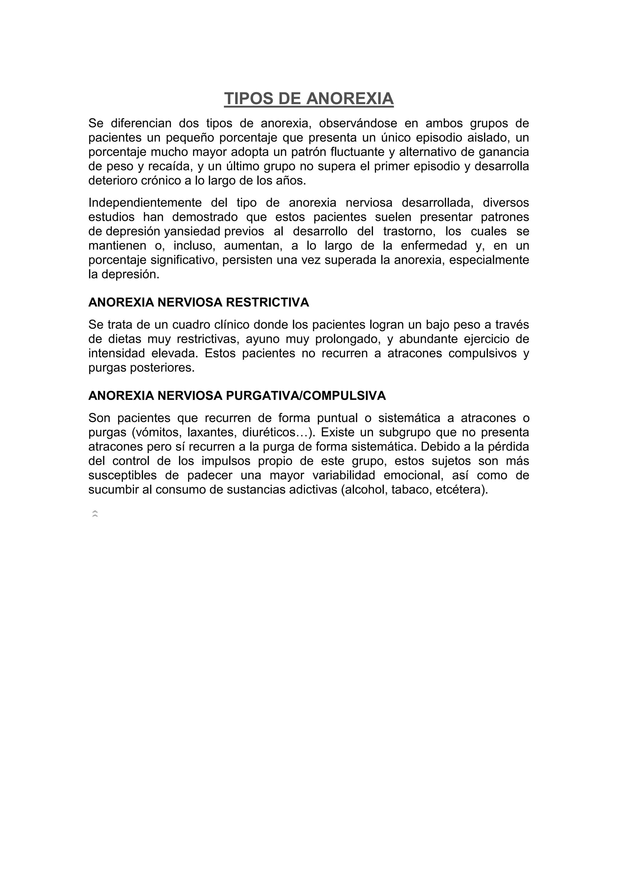 Tipos de anorexia | PDF