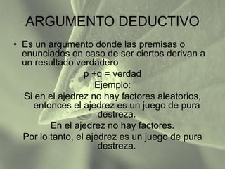 Tipos de argumentos | PPTX