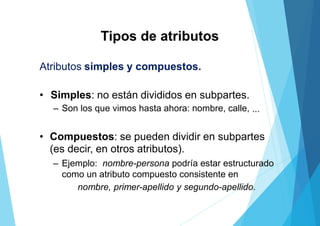 Tipos de atributos y tipos de relaciones | PPTX