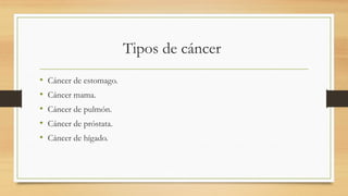 Tipos de cáncer explicados a niños de primaria | PPTX