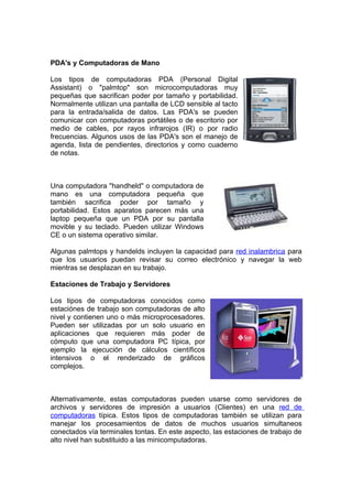 Tipos De Computadoras | DOC