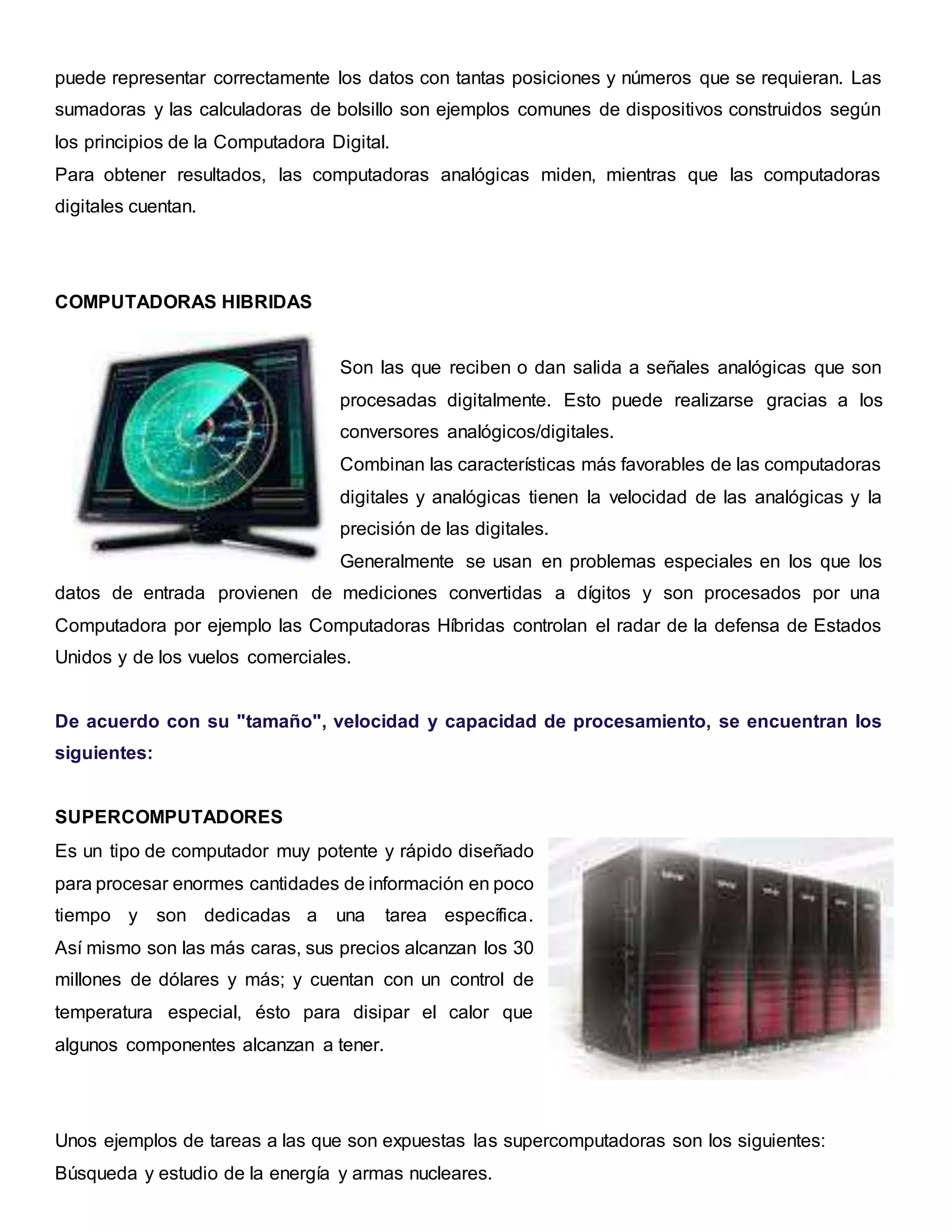 Tipos de computadoras | DOCX