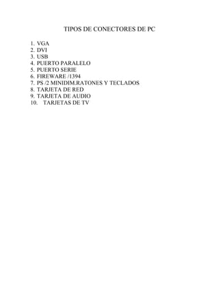 Tipos de conectores de pc (1) | DOCX