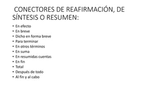 Tipos de conectores lingüístico argumentativos | PPTX