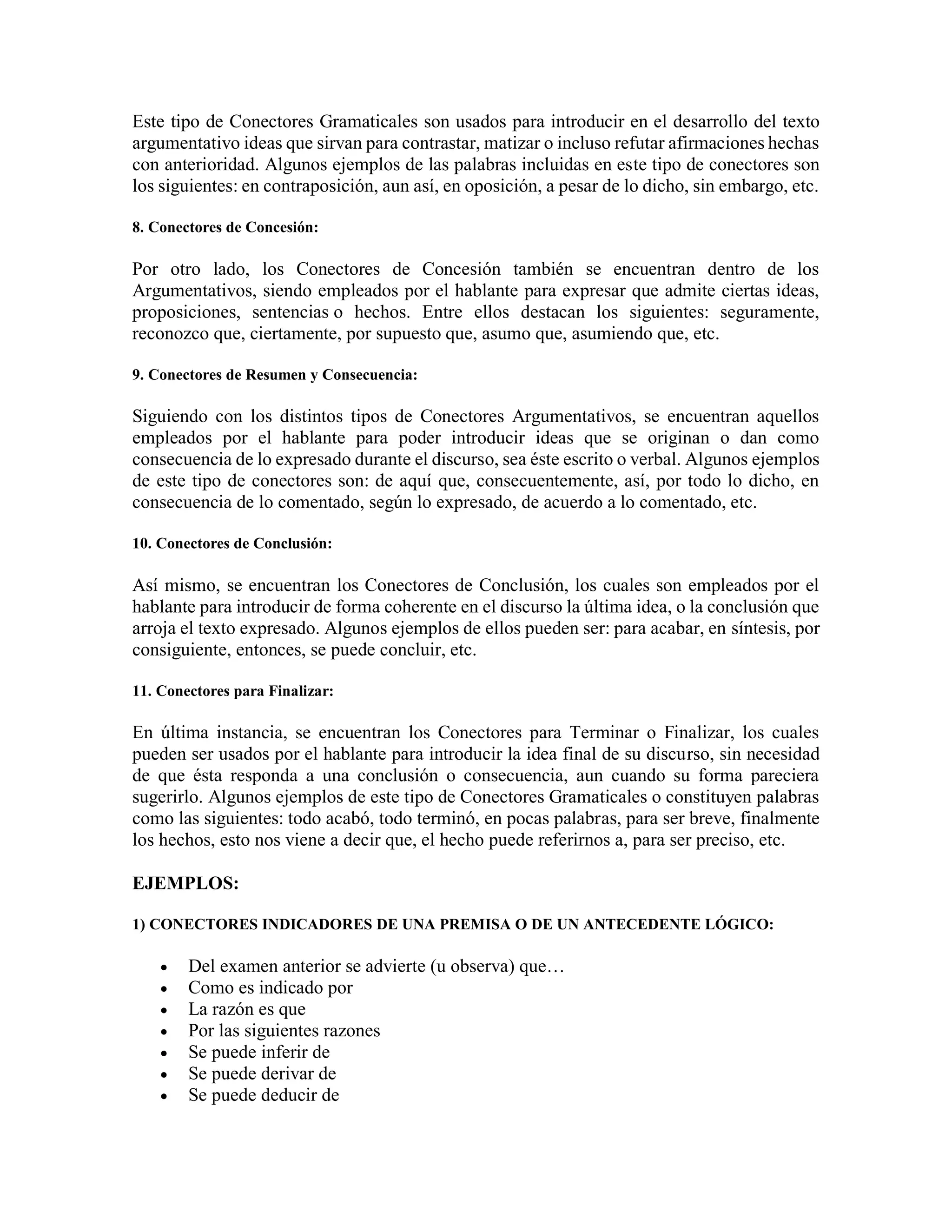 Tipos de conectores lingüístico explicado | PDF
