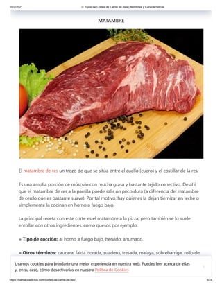 Tipos de cortes de carne de res nombres y características | PDF