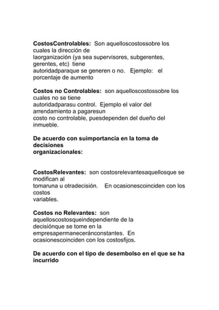 Tipos de costos | DOCX