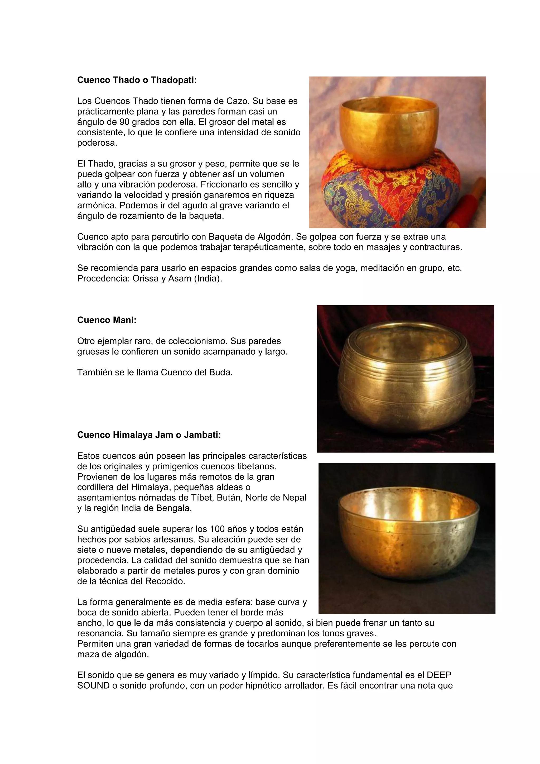 Tipos de cuencos tibetanos | PDF