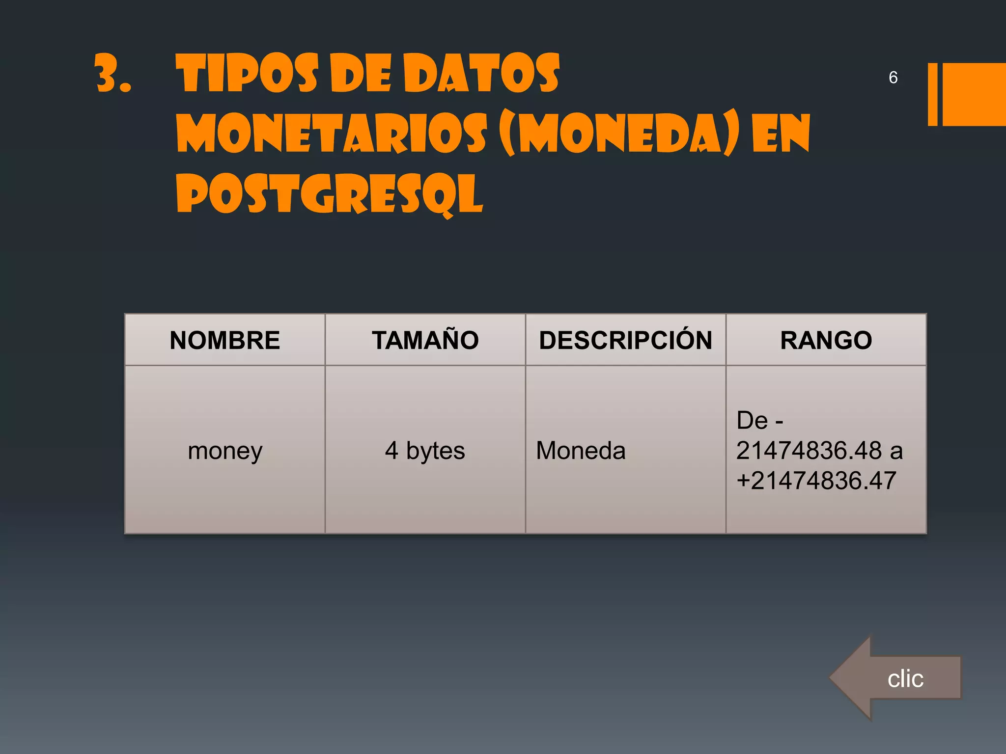 Tipos De Datos De Postgresql Ppt
