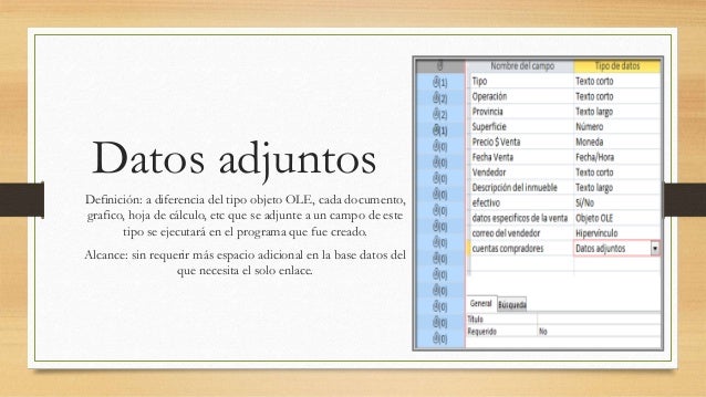 Tipos de datos en access