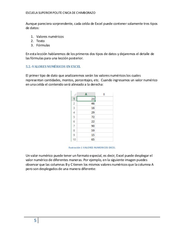 Tipos De Datos Excel 4322