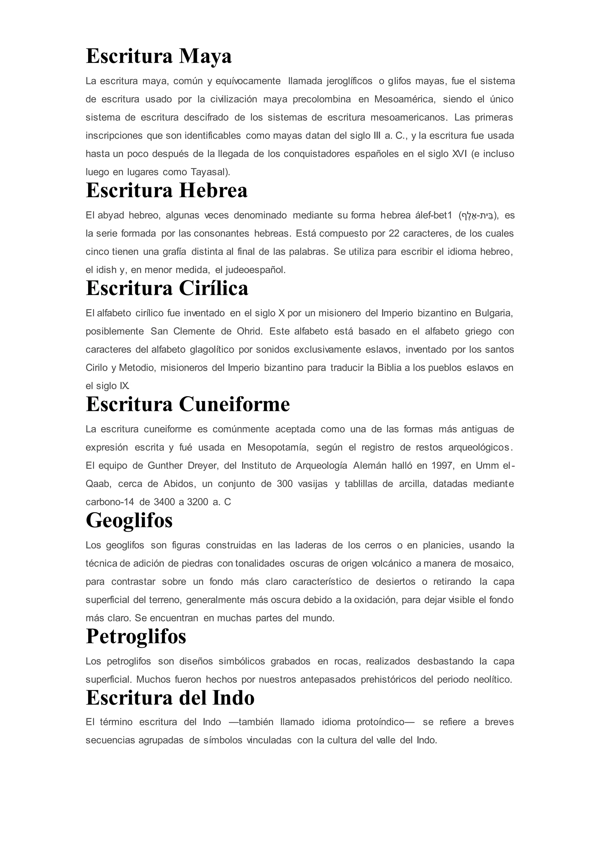 Tipos de escritura del mundo | DOCX