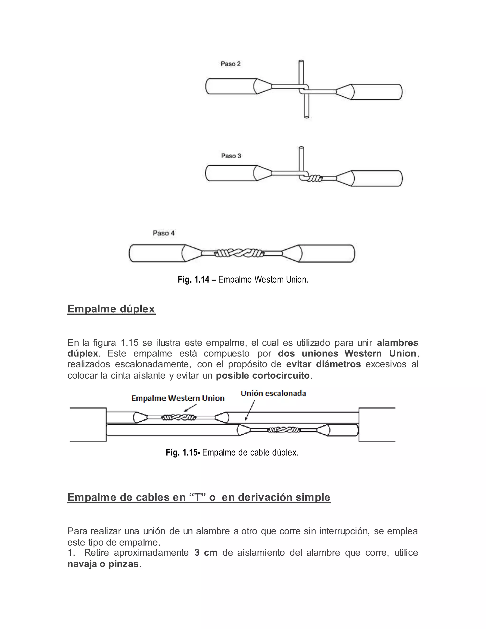 Tipos de empalmes eléctricos y pasos para realizarlos | DOCX ...