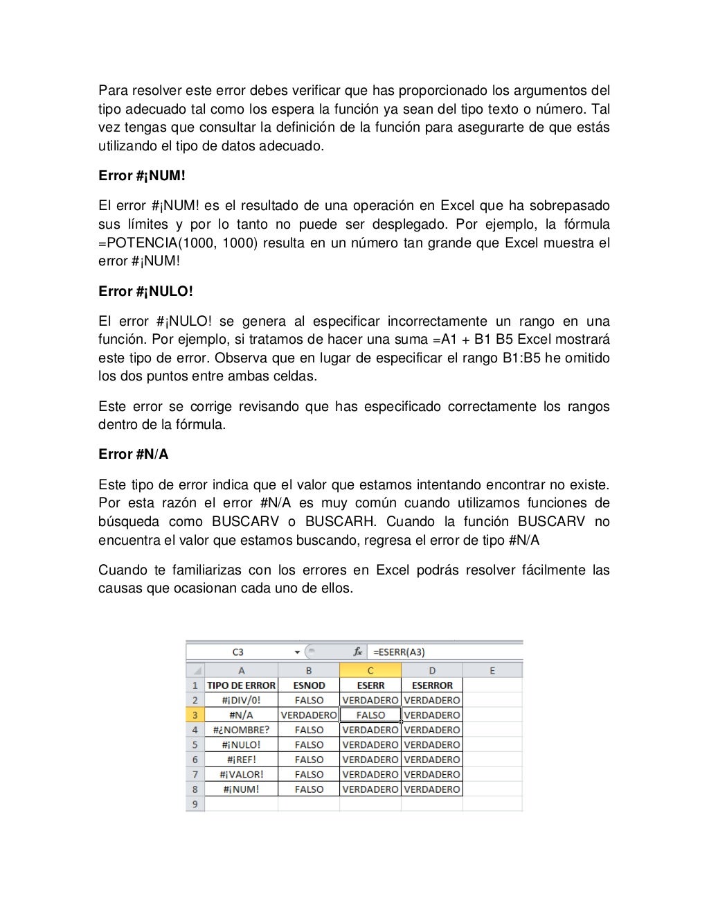 Tipos de errores Tipos de errores
