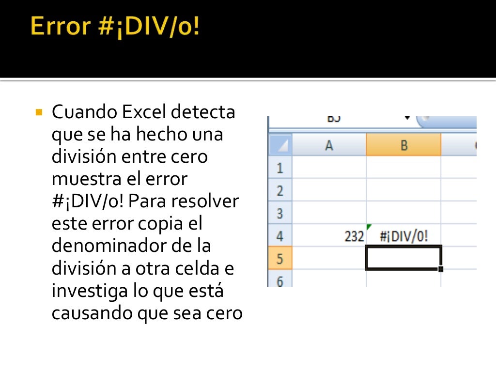 Tipos De Errores En Excel 2010