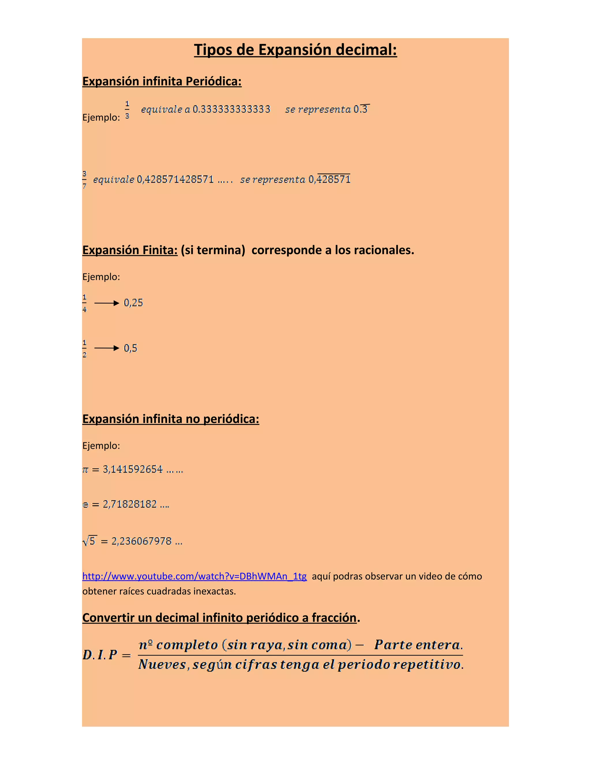 Tipos de expansión decimal | DOC