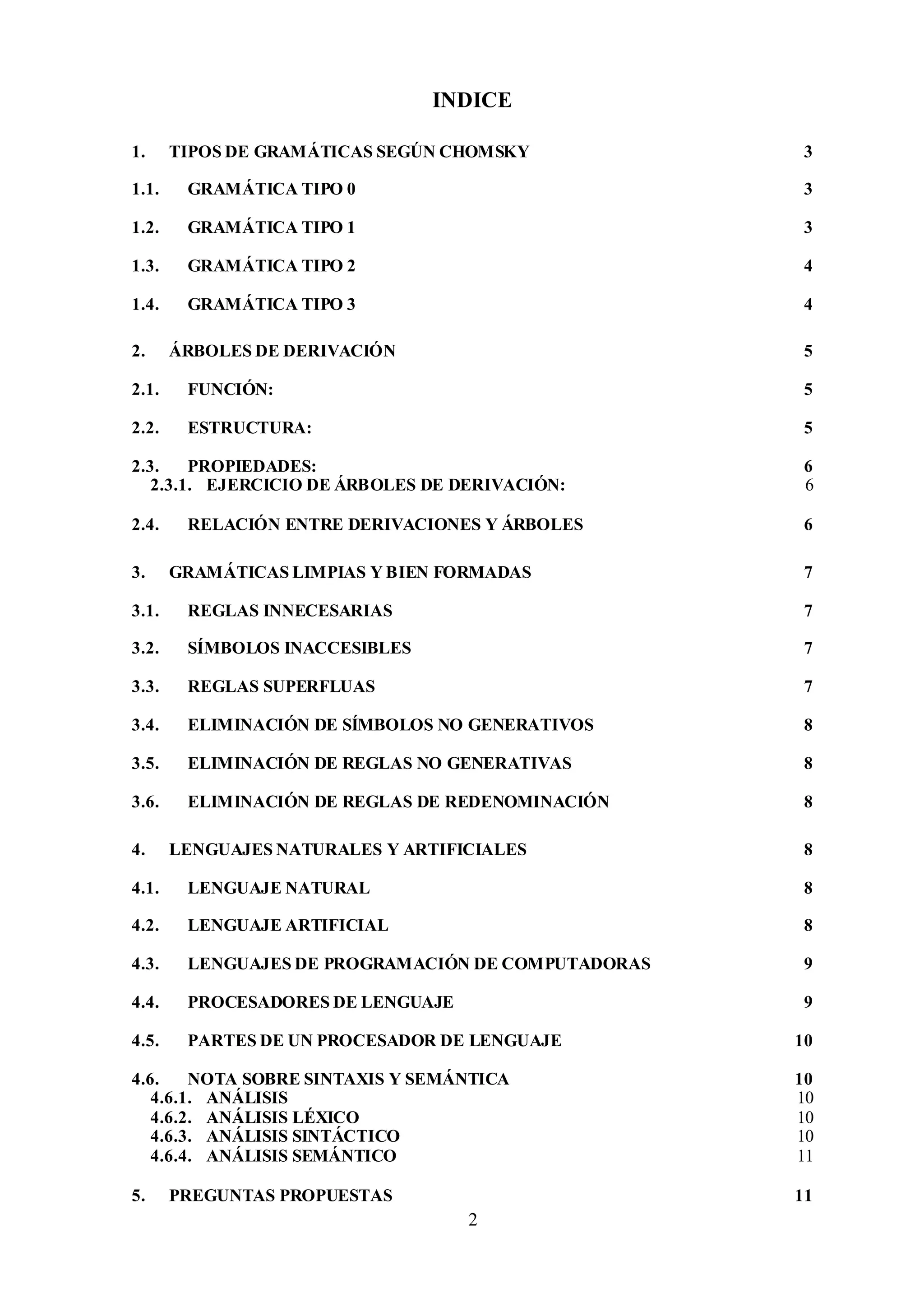 Tipos de gramatica y arboles de derivacion | DOCX