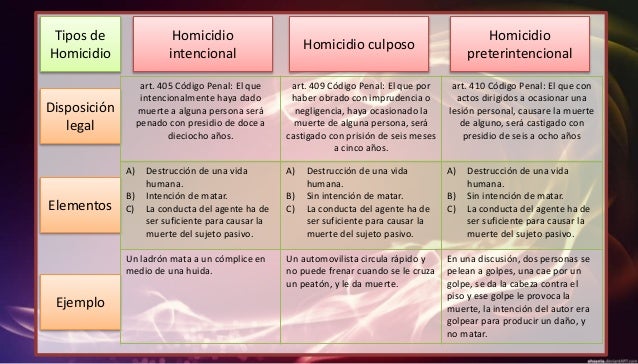 Tipos De Homicidio 1686