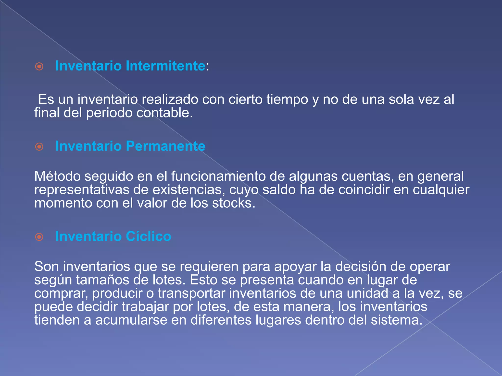 Tipos de inventario en contabilidad financiera | PPTX