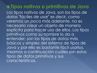 Tipos de java... | PPTX