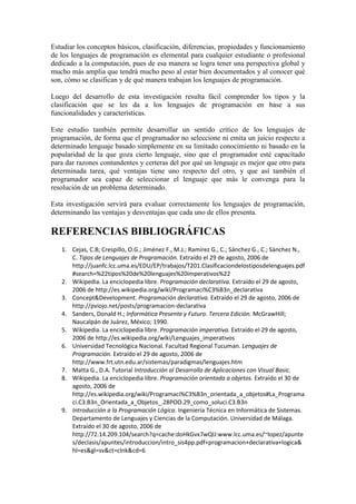 Tipos de lenguajes de programación | DOCX