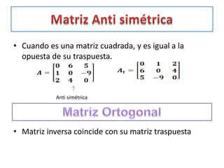 Tipos de matrices | PPTX